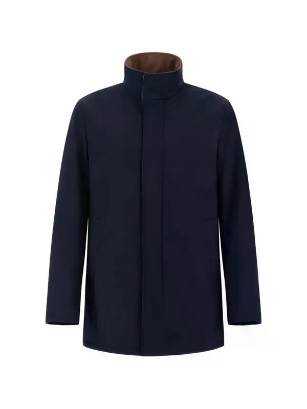 Herno High-neck Twill Raincoat - Blue