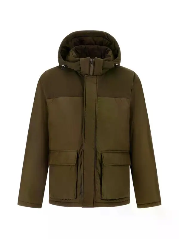 Herno Panelled Hooded Parka Coat - Brown