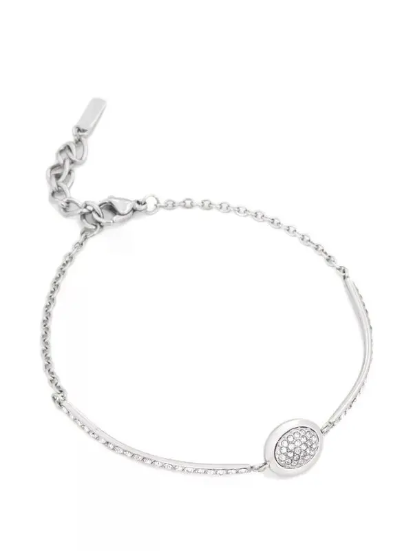 TRUSSARDI Crystal-embellished Oval Pendant Bracelet - Silver
