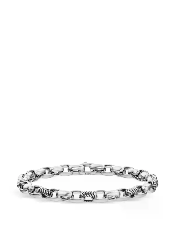 David Yurman Chevron Oval Link Bracelet In Sterling - Silver