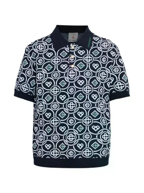 Casablanca Monogram Polo Shirt - Blue