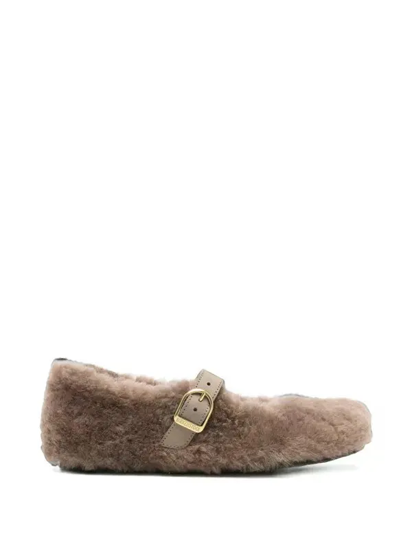 BIRKENSTOCK Shearling Trimmed Ballet Flats - Brown