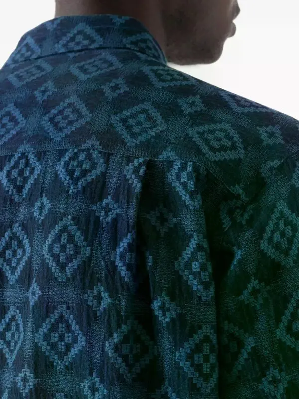 MAHARISHI Komon Aizome Jacquard-patterned Cotton Shirt
