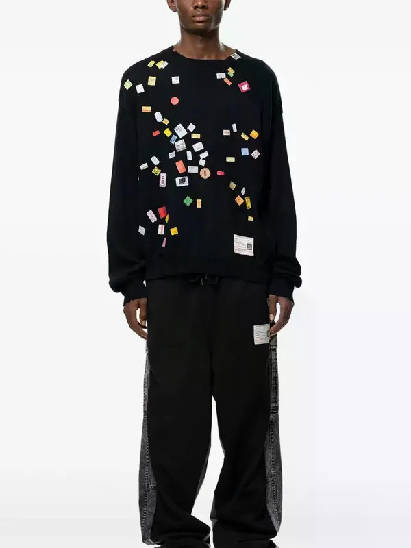 Mihara Yasuhiro Price Tag Sticker Printed Knit Sweater