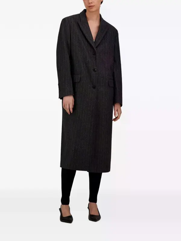 Herno Pinstripe-pattern Single-breasted Coat - Grey