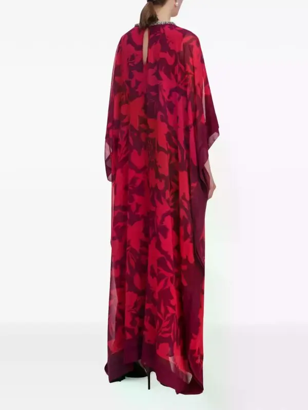 SELF-PORTRAIT Crystal-embellished Floral-print Kaftan Maxi Dress