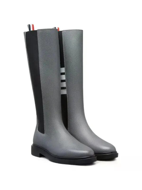 Thom Browne Pebble-grain 4-bar Knee-high Chelsea Boots