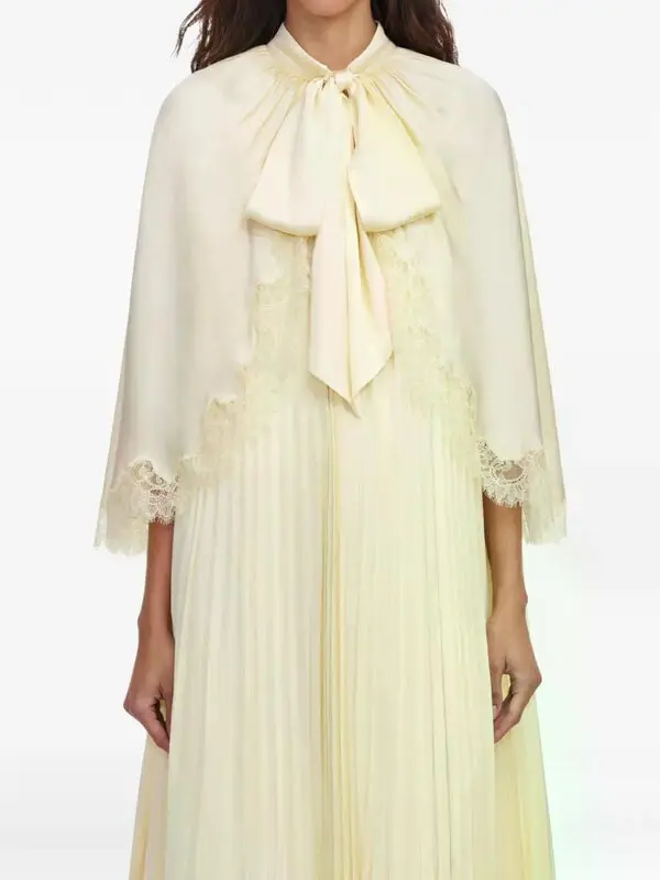 SELF-PORTRAIT Lace-trim Tie-neck Maxi Dress