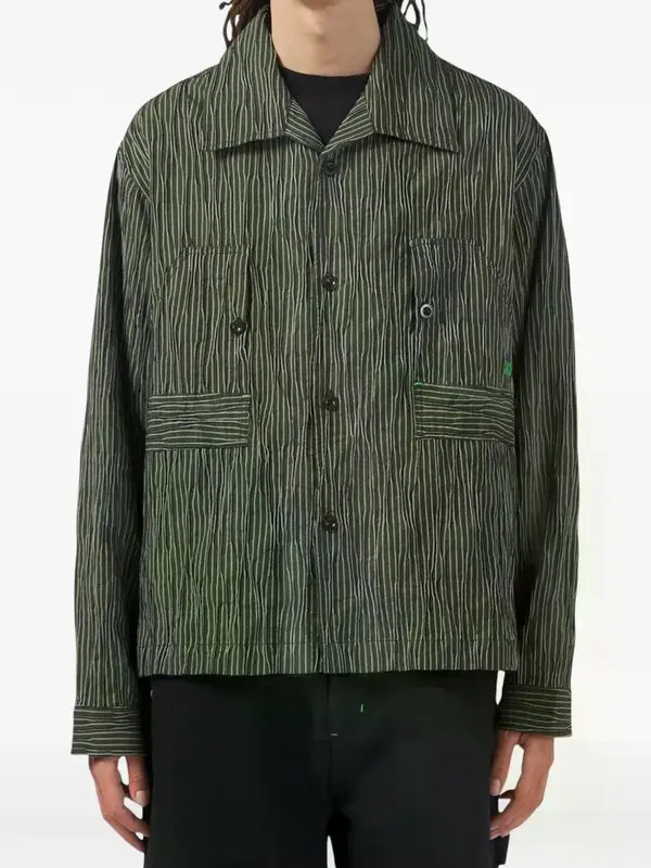 NICHOLAS DALEY Dobby Stripe Shirt - Green