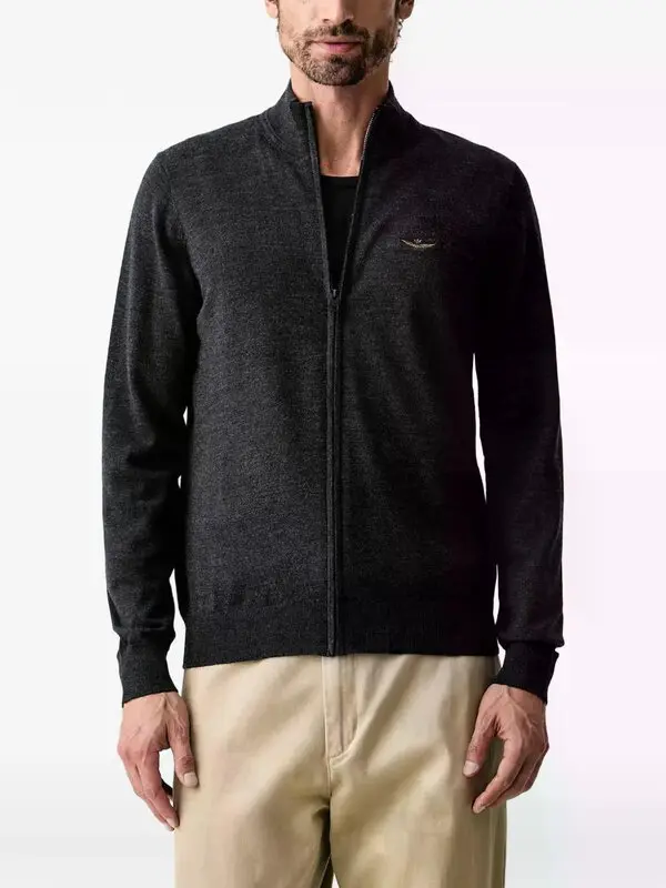AERONAUTICA MILITARE Logo-embroidered Cardigan - Grey