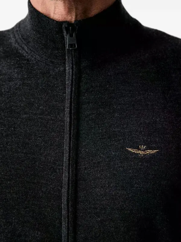 AERONAUTICA MILITARE High Neck Zip-up Cardigan With Embroidered Logo