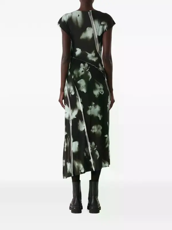 JASON WU Floral Print Asymmetric Hem Midi Dress