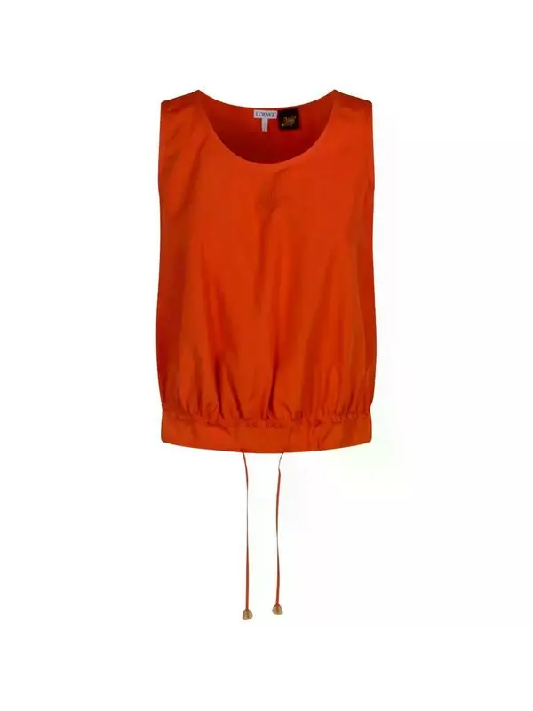 Loewe Sleeveless Cropped Blouse With Anagram Embroidery - Orange
