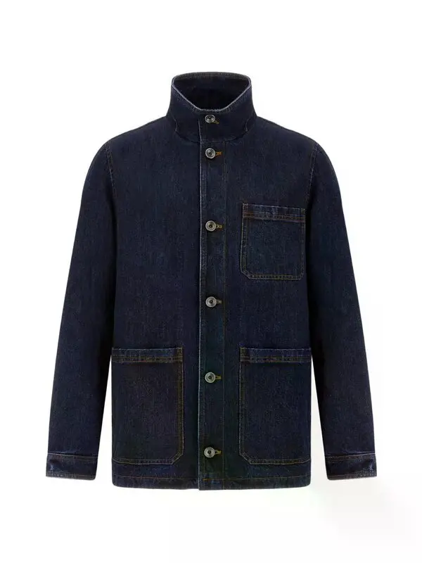 Herno High-neck Denim Shirt Jacket - Blue