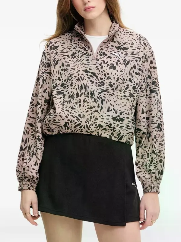 PUMA Leopard Print Quarter-zip Sweatshirt