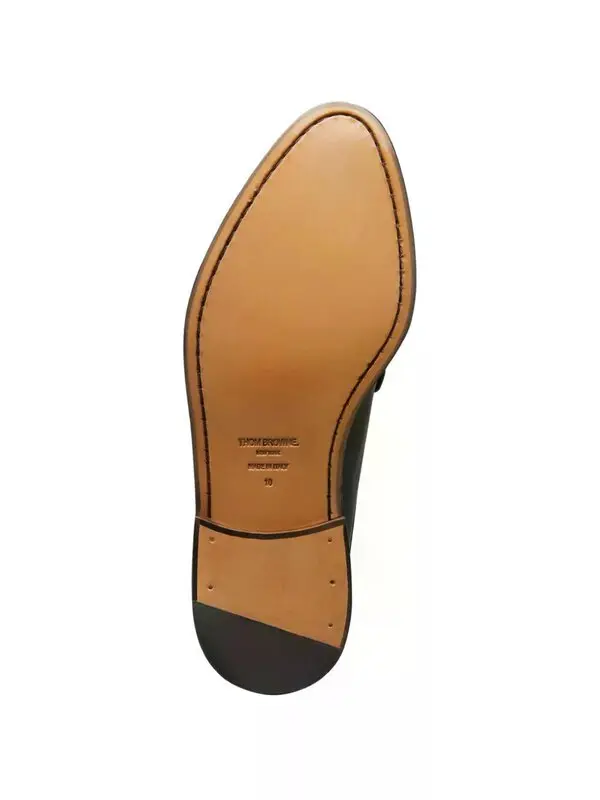 Thom Browne Box Calf-leather Pleated Varsity Loafer Mules With Leather Soles