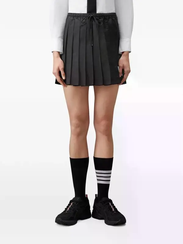 Thom Browne Ripstop Pleated Mini Skirt - Black
