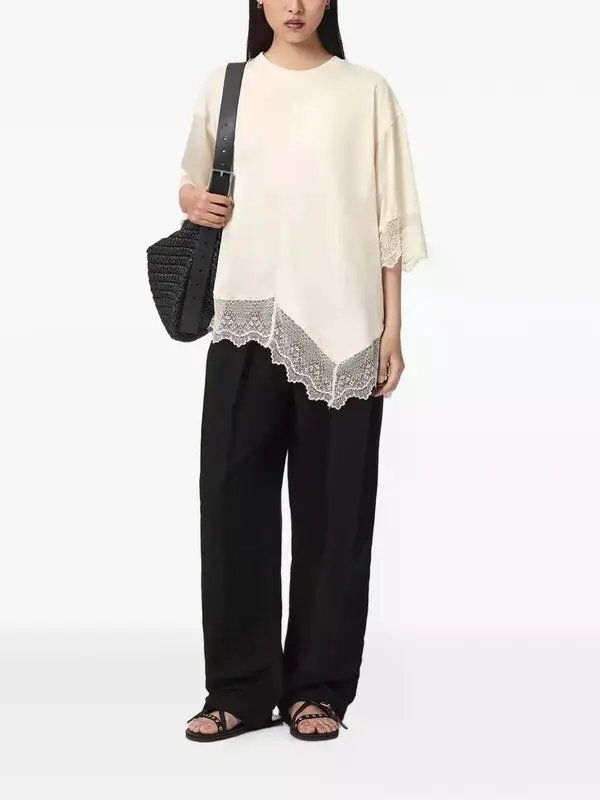 ALLSAINTS Lenny Lace-trim Asymmetric T-shirt