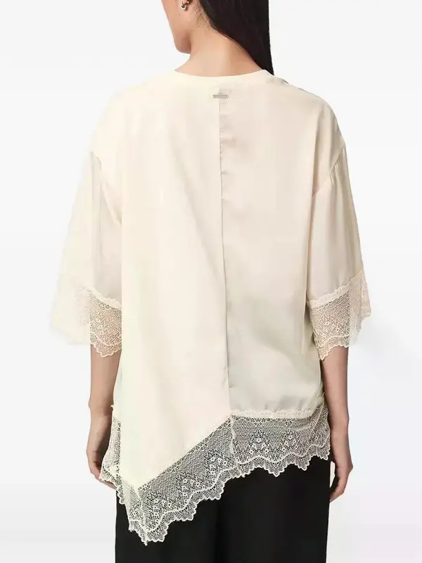 ALLSAINTS Lenny Lace-trim Asymmetric T-shirt