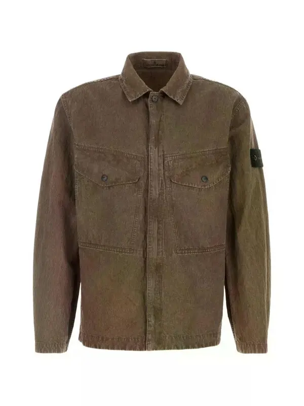 Stone Island 1200029 Corduroy 'terra' Effect Overshirt - Grey