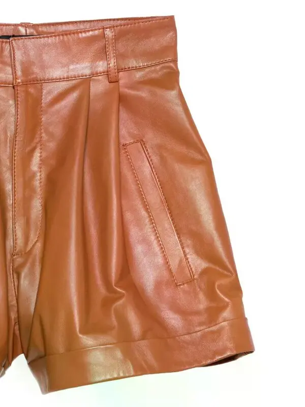 MANOKHI Pleated Leather Shorts