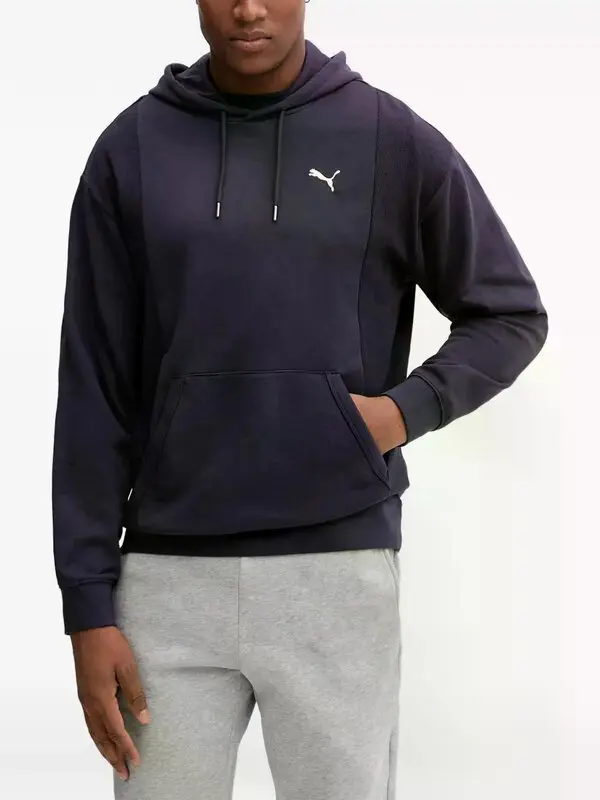PUMA Logo-embroidered Panelled Hoodie - Blue