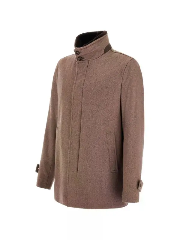 Herno Suede-trim High-collar Coat