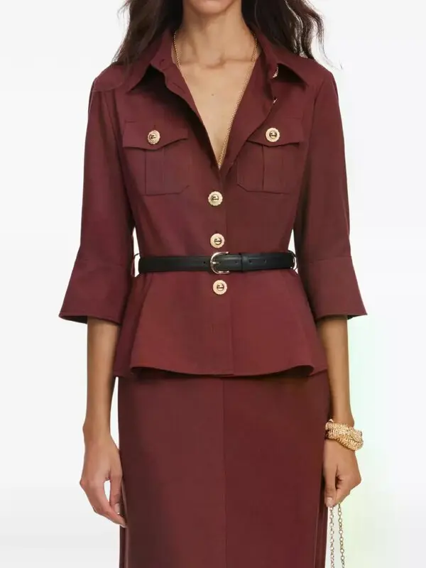 SELF-PORTRAIT Belted Peplum Waist Maxi Dress