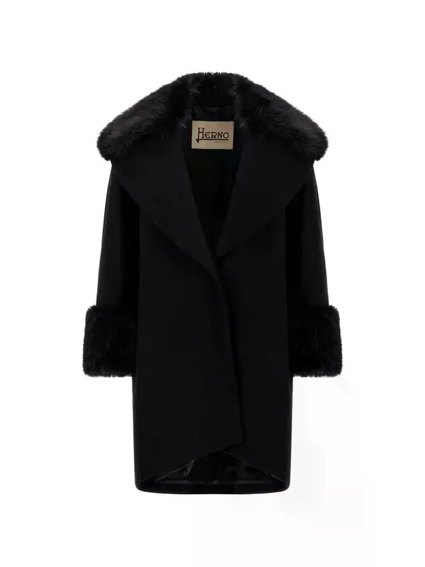 Herno Faux-fur Trim Maxi-lapel Coat - Black