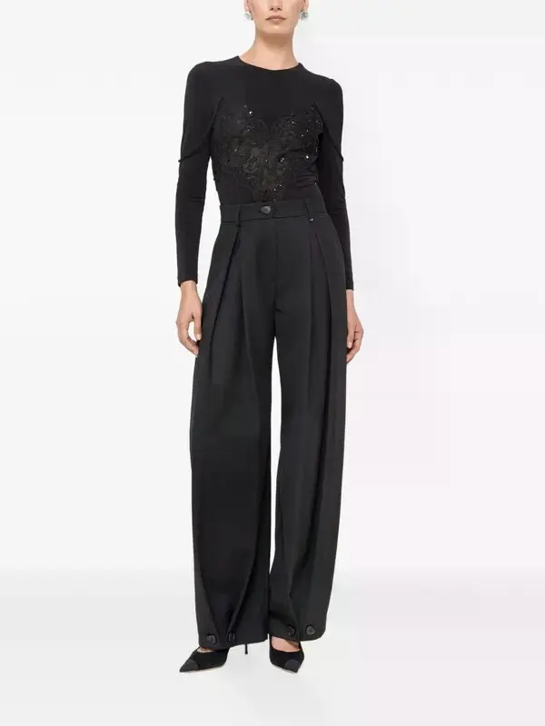 NISSA Tencel And Wool Lace Corset Top