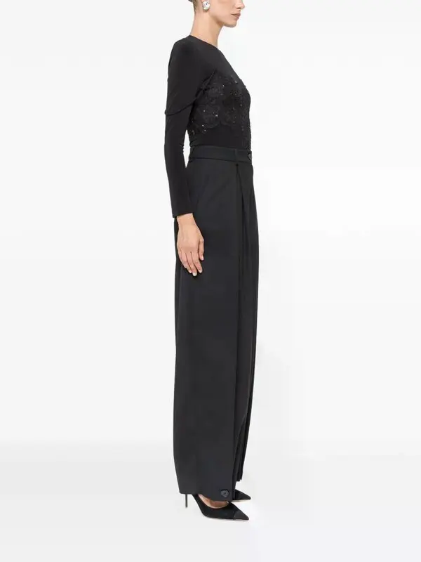 NISSA Tencel And Wool Lace Corset Top
