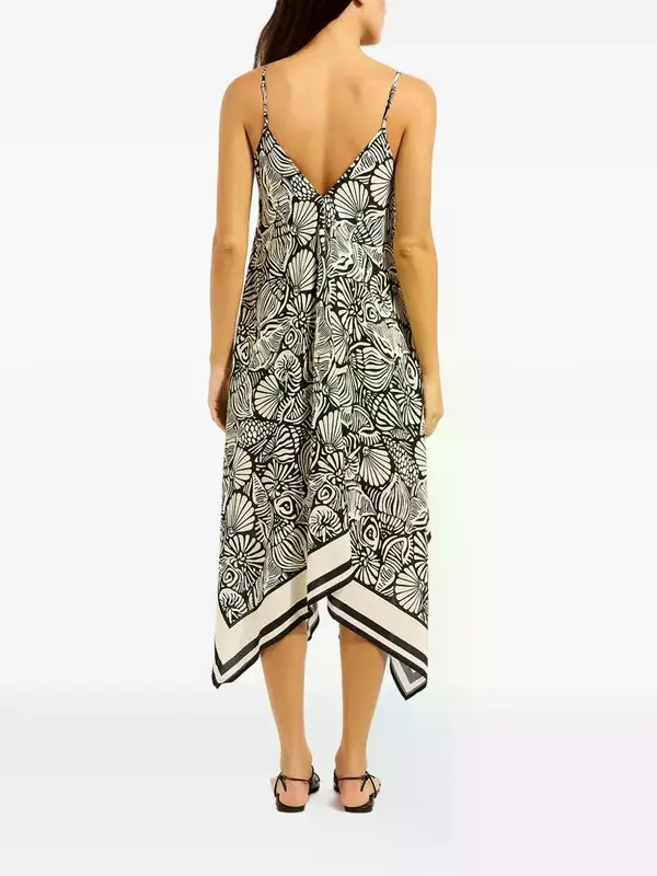Seafolly Shell-print Handkerchief-hem Midi Dress