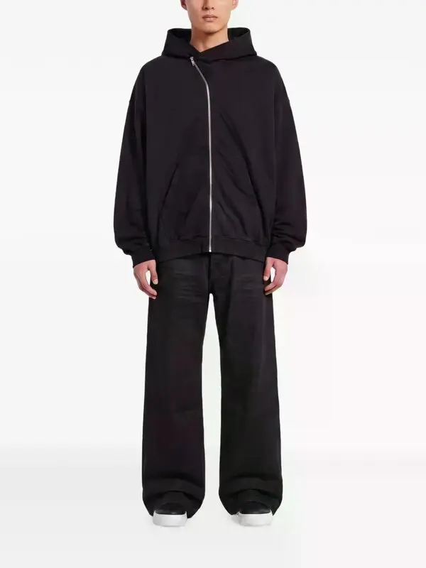 Rick Owens Mountain Asymmetric Zip-up Hoodie - Black