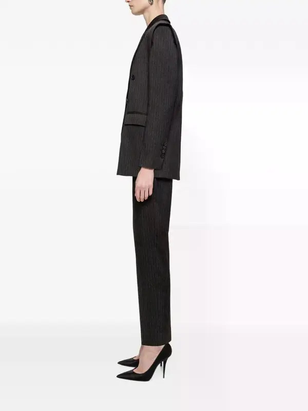 NISSA Pinstripe Contrast-lapel Double-breasted Blazer