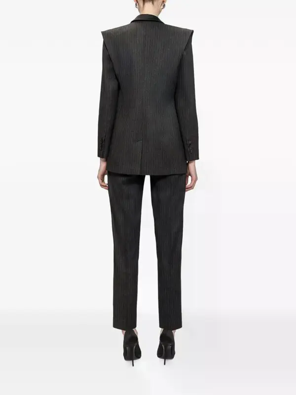NISSA Pinstripe Contrast-lapel Double-breasted Blazer
