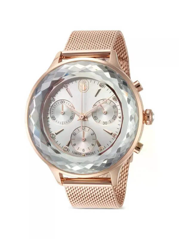 SWAROVSKI Rose Gold-tone Stainless Steel Chronograph Watch - Silver