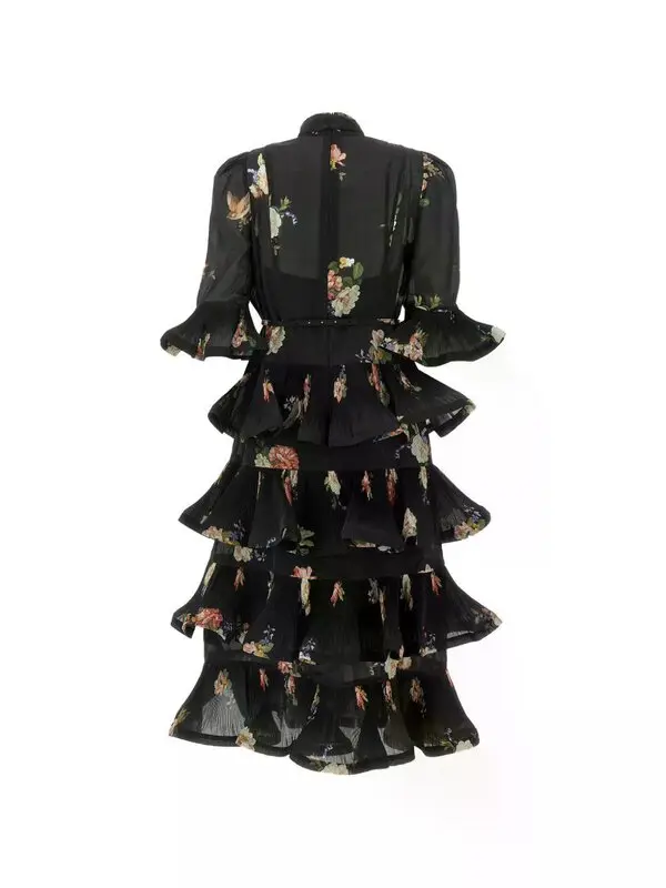 Zimmermann Tiered Floral Print Pleated Dress