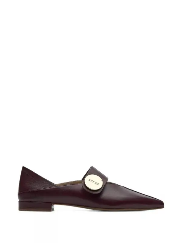 LOTTUSSE Burgundy Leather Logo Plaque Ballet Flats