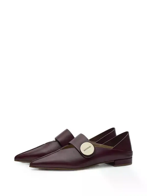 LOTTUSSE Burgundy Leather Logo Plaque Ballet Flats