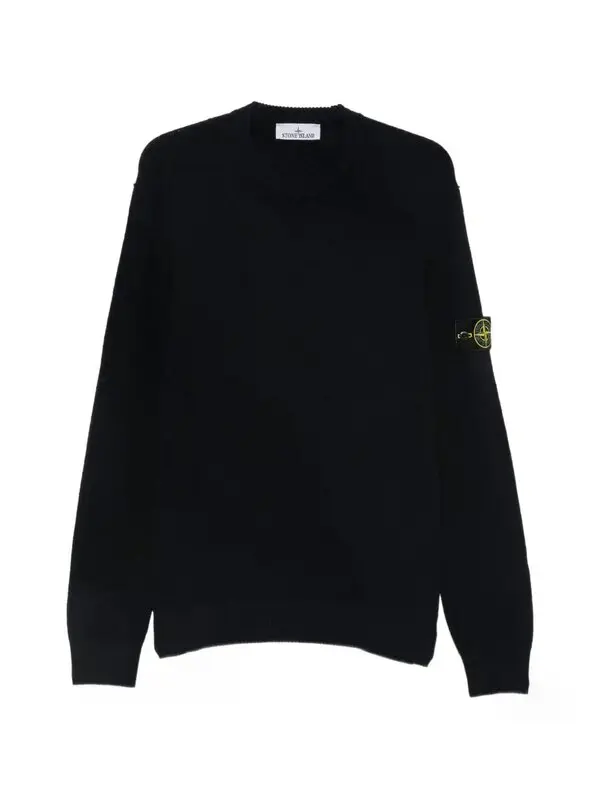 Stone Island Logo-patch Crew-neck Sweater - Black