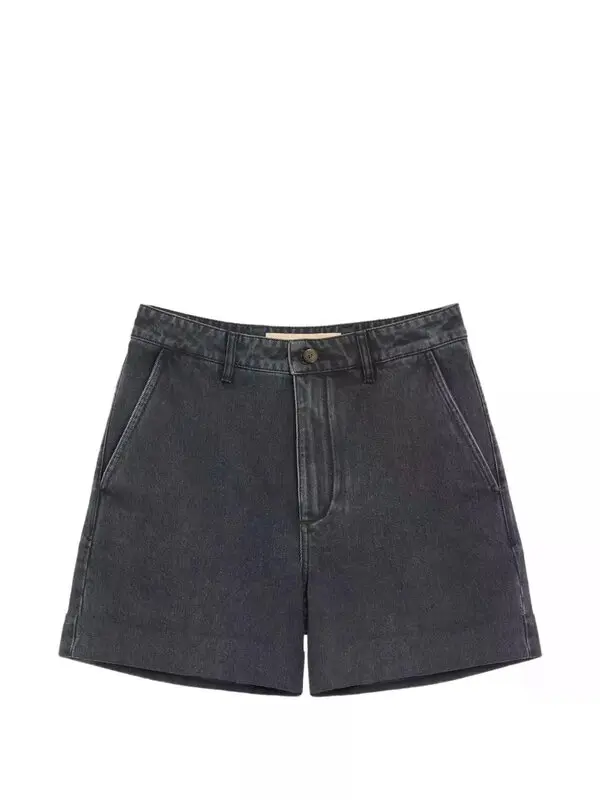 Valentino Garavani Cuffed Denim Bermuda Shorts With Vgold - Black