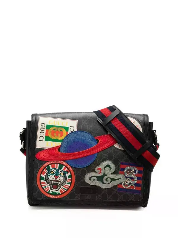 Gucci 2000-2015 Gg Supreme Web Night Courrier Crossbody Bag - Black