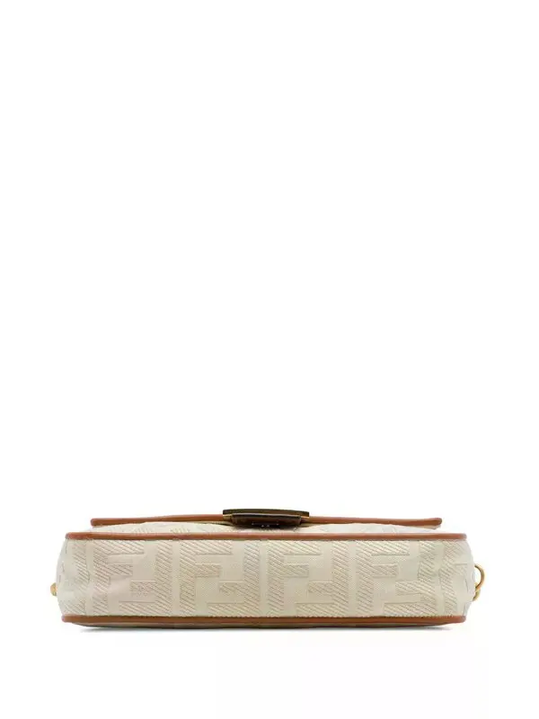 Fendi Zucca Embroidered Canvas Baguette Satchel - Neutrals