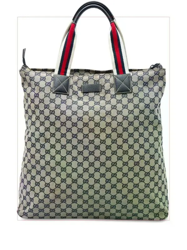 Gucci Gg Canvas Web Vertical Tote Bag