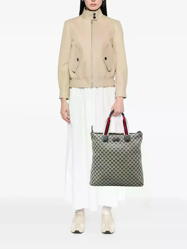 Gucci Gg Canvas Web Vertical Tote Bag