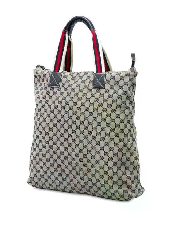 Gucci Gg Canvas Web Vertical Tote Bag