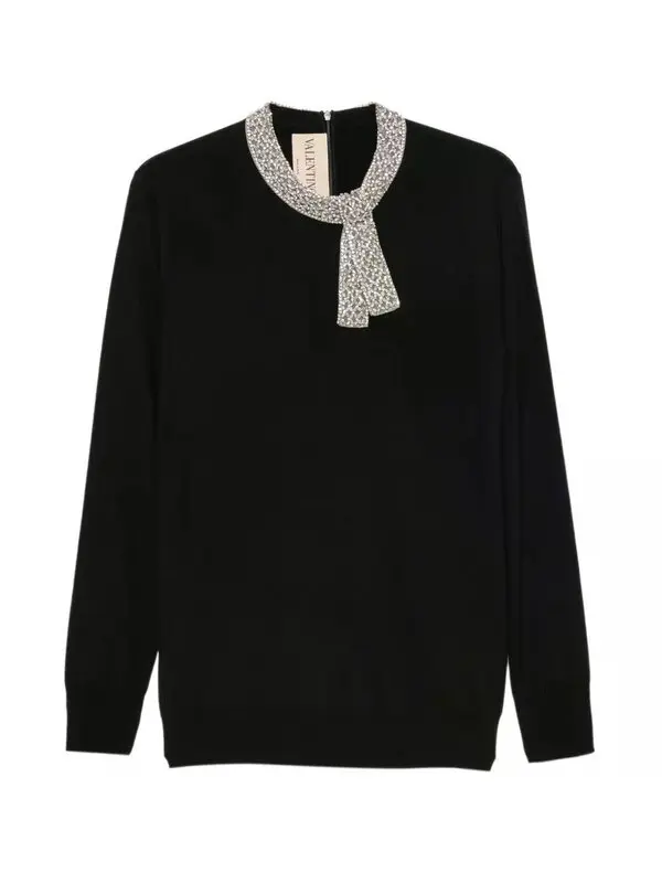 Valentino Garavani Crystal-embellished Bow-detail Sweater - Black