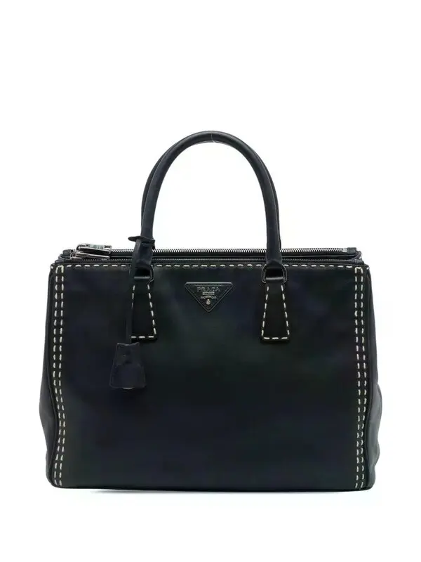 Prada Medium Galleria Double Zip Satchel - Black
