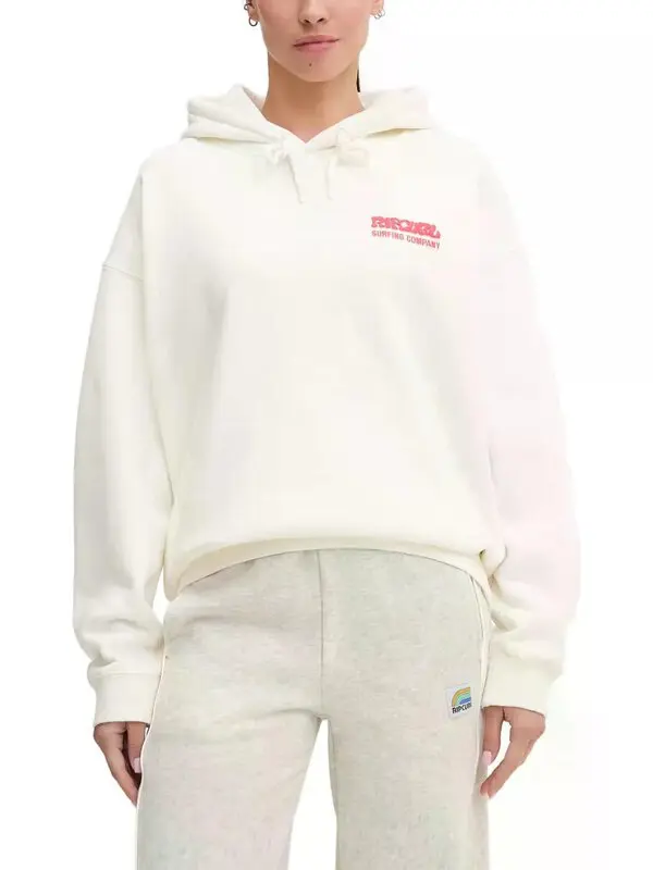 Rip Curl Heritage Logo Print Drawstring Hoodie - Neutrals
