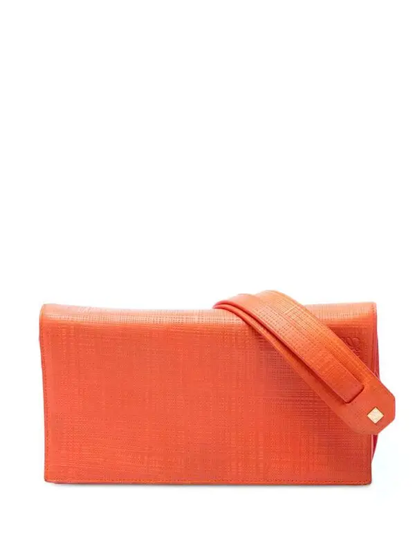 Loewe Linen Embossed Calfskin Crossbody Bag - Orange